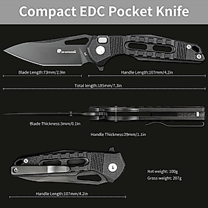 HX OUTDOORS Pocket Knife with Lock, Premium D2 Steel Folding Knife with Pocket Clip and Non Slip G10 Handle for Men，Outdoor, Survival, Camping, Hiking