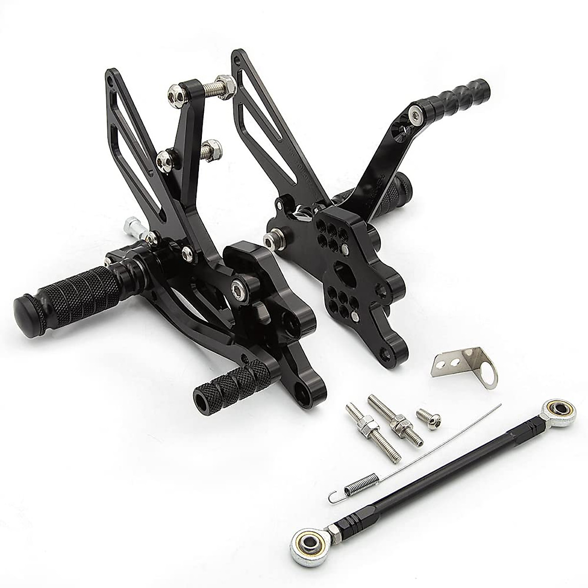 CNC ZX10R 04-05 Motorcycle Adjustable Rearsets Foot Pegs Rear Set Footpeg Brake Shift Pedal Compatible with Kawasaki Ninja ZX10R ZX 10 R ZX-10 2004-2005 Black