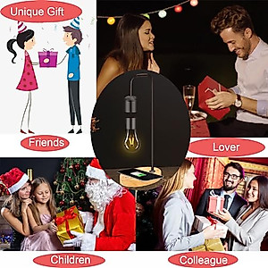 FloatGo Levitating Bulb Lamp with Wireless Phone Charger Apple Android Magnetic Floating Futuristic Lamp Black LED Night Light Desk Lamp for Christmas Gift Home Move in Decoration