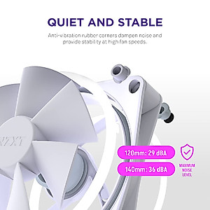 NZXT F120 RGB Duo - 120mm Dual-Sided RGB Fan – 20 Individually Addressable LEDs – Balanced Airflow and Static Pressure – Fluid Dynamic Bearing – PWM Control – Anti-Vibration Rubber Corners – White