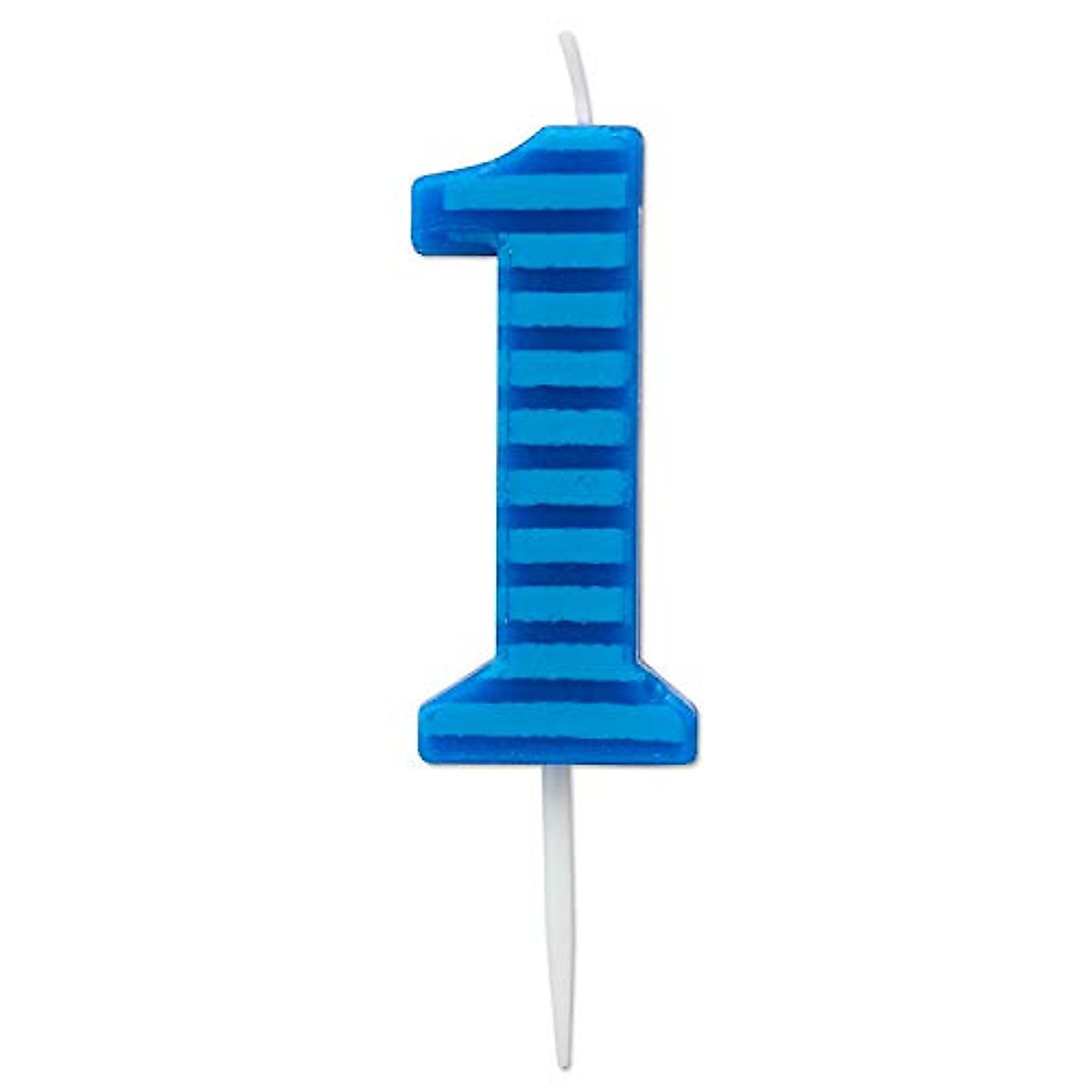Papyrus Number 1 Birthday Candle, Blue Stripes (1-Count)