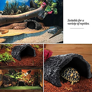 NOMAL Reptile Rock Hide Cave Large Reptile Habitat Turtle Hideouts Cave for Lizards Bearded Dragon Leopard Gecko Snake Amphibians Fish, black (ns-01)