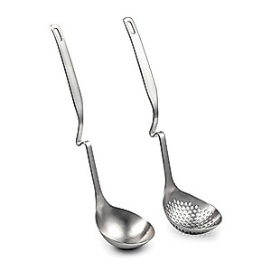 IMEEA Hot Pot Ladle Set Slotted Spoons for Cooking SUS304 Stainless Steel Soup Ladles for Serving, 12-Inch