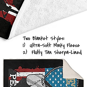 Veteran Blanket, Military Throws, Gift for Veteran, Gifts for Soldiers, Military Blanket, Thank You Gifts for Veterans, (D4-50“x60“- Medium Sherpa) Design 4