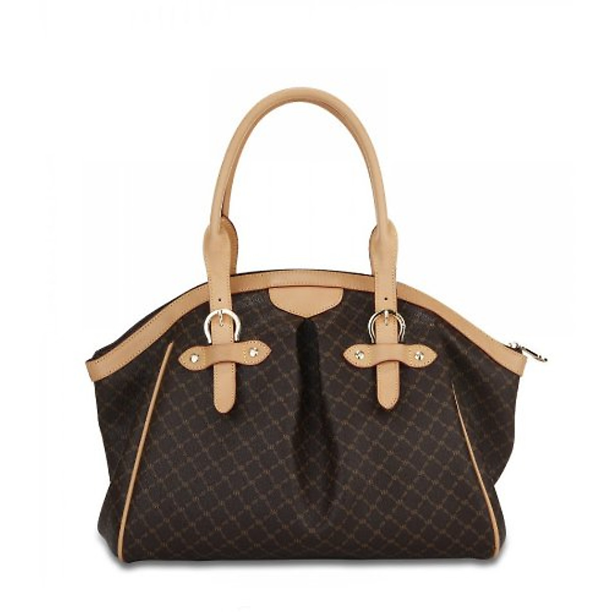 Signature Brown Ruched Satchel with Buckle by Rioni Designer Handbags & Luggage