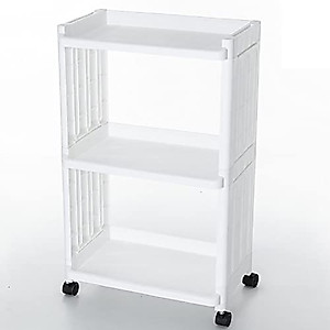 3-Tier Rolling Storage Shelf Plastic Dishwashing Detergent Organizer Serving Mobile Utility Easy Assembly Durable StableCart with Wheels, for Office, Bathroom, Kitchen, Bedroom (White)
