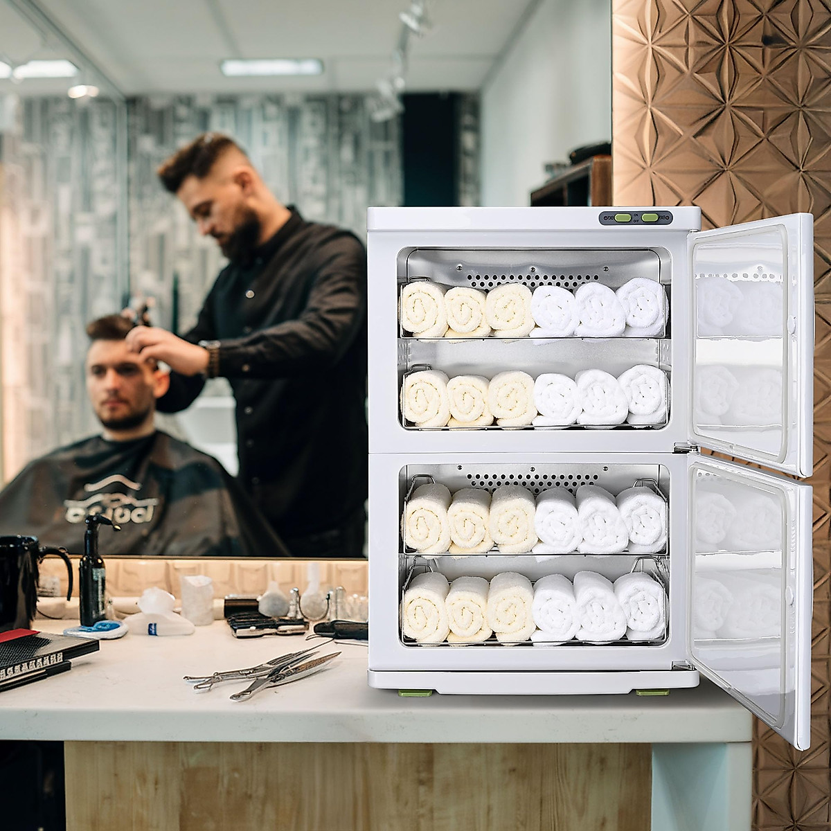 BYOOTIQUE Hot Towel Warmer Cabinet, 46L Extra Large Capacity, 2in1 Professional Double Towel Heater Mechine for Facial Spa, Massage, Hair Salon, Barber, Estheticians, Beauty Salon, White