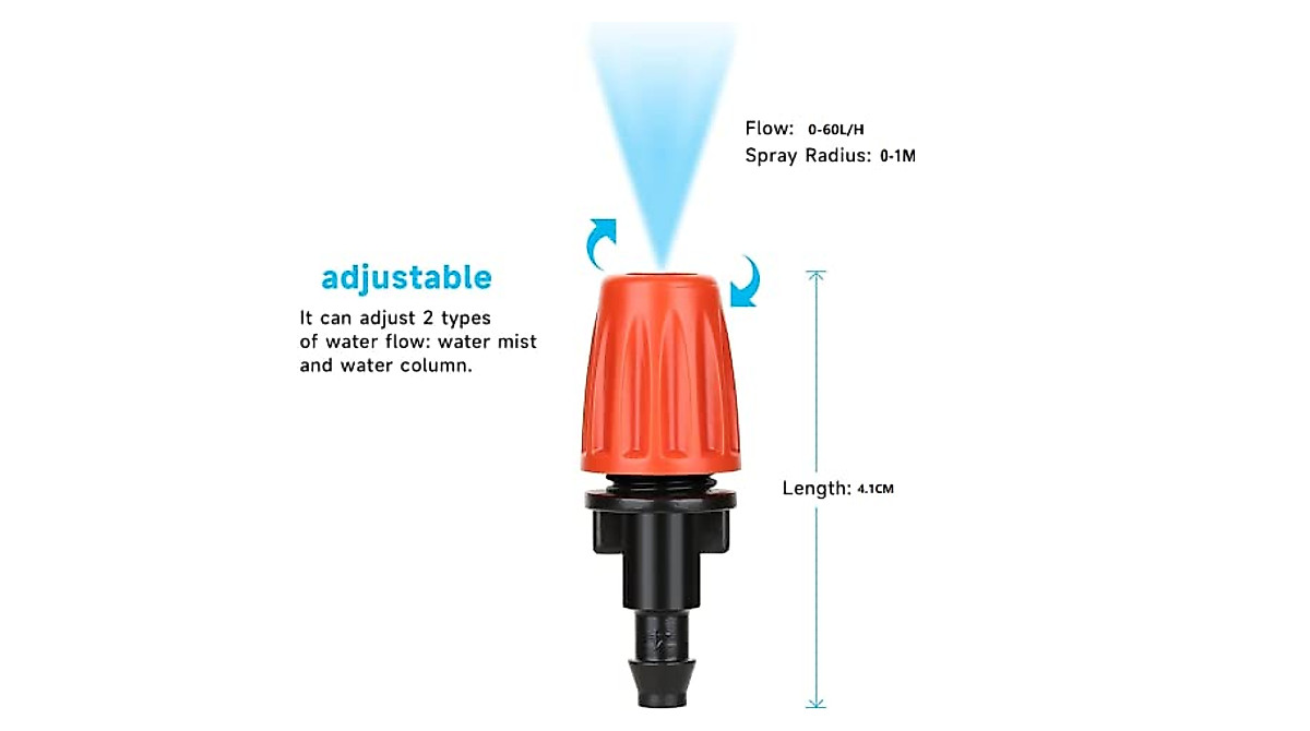 Adjustable Drip Irrigation Spray Emitters - Water Saving Nozzles