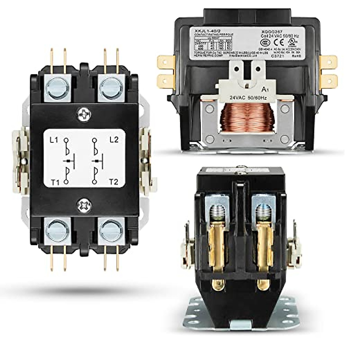 2 Pole AC Contactor, Generic Heavy Duty 40Amp 24V Coil Air Conditioner Contactor Condenser Compressor Contactor, Definite Purpose Contactor