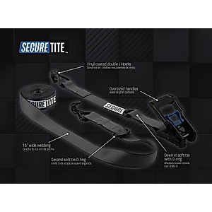 Secure Tite Ratchet Straps 4 Pack, Ratcheting Tie Down Straps with Hooks - 1-1/4” x 16’ Truck Tie Down Straps – Vinyl Double J-Hooks, 1000 lbs. Working Load Limit, 3000 lbs. Break Strength