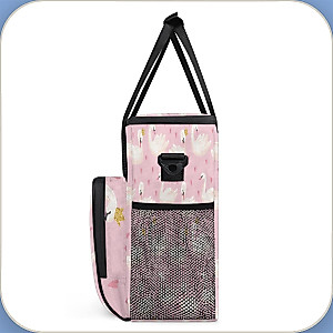 Cute Kawaii Pink Swan Coffee Maker Carring Bag Travel Storage Tote Bag Compatible with Keurig K-Mini or K-Mini Plus Portable Single Serve Coffee Brewer Case with Pockets for K-cup Pods