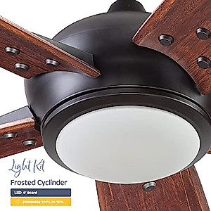 Prominence Home Guyanna, 62 Inch Modern Farmhouse LED Ceiling Fan with Light, Remote Control, Dual Mounting Options, Hand Carved Wood Blades, Reversible Motor - 51633-01 (Espresso)