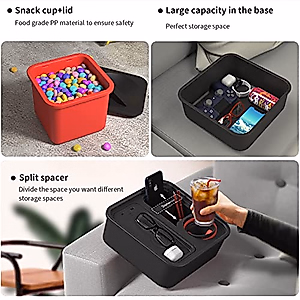 Zigtiger Cup Holder Tray with Wireless Power Bank, Couch Tray Couch Caddy with Cup Holder Sofa Drink Snack Caddy, Couch Organizer, Self Balancing Console for Sofa, Couch, Bed, Car, Beach, Video, Game