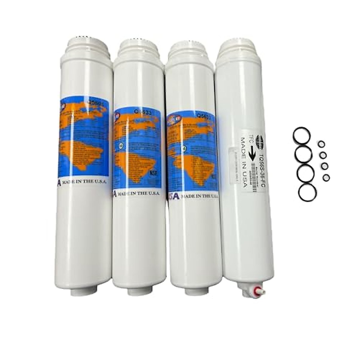 Omnipure Q5605, (2) Q5633, and Membrane Replacement Sediment Carbon Filter Cartridge Set w/ 50 GPD Membrane for Purotwist 4000 plus Small and Large Head O-Rings by IPW Industries Inc.