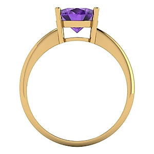 Clara Pucci 2.5ct Oval Cut Solitaire Natural Purple Amethyst Engagement Bridal Promise Anniversary Ring 18K Yellow Gold Size 3.75