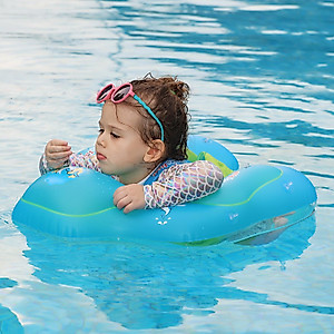Free Swimming Baby Inflatable Baby Swim Float with Safe Bottom Support and Retractable Canopy for Safer Swim(New Version, L)