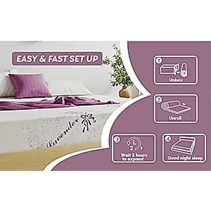 Dyonery Lavender Twin Memory Foam Mattress 6 Inch, Bed in a Box, CertiPUR-US Certified, AeroFusion Memory Foam, Made in USA, Medium, 38”x75”x6”, Purple