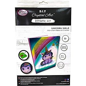 Crystal Art Diamond Painting Notebook - Unicorn Smile Notebook Kit - Create a Sparkling Notebook Cover Using Crystals - for Ages 8 and up