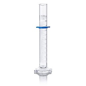 Graduated Cylinder, Globe Glass, 100mL, Class A, to Deliver (TD), Dual Grads, 3.3 Borosilicate Glass, ASTM E1272, 1/Box