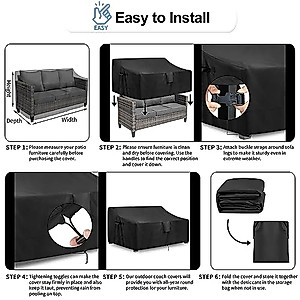 OutdoorLines Outdoor Waterproof Patio 3-Seater Couch Cover - UV Resistant Patio Sofa Furniture Covers Weatherproof Heavy Duty Glider Covers for Outdoor Furniture, 76Wx32.5Dx33H Inches, Black