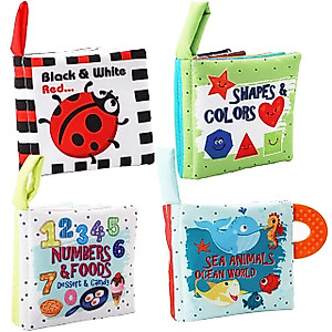 Baby Books Toys Gifts, Touch and Feel Cloth Crinkle Books for Babies,Infant Toddler Baby 0-3-6-12-18 Months,Early Learning Toys 6 to 12 Months 1-2 Years Old,Christmas Shower Gift for Boys Girls,8 PCS