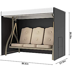 Newsoul 3 Seater Swing Cover Waterproof Windproof Anti-UV Heavy Duty Fabric Hammock Glider Cover with Side Pocket for Outdoor Garden