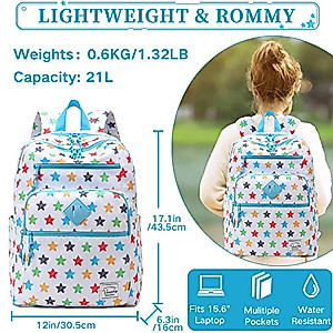 VASCHY School Backpack for Teen Girls, Bookbag Schoolbag Casual Daypack for High School/College/Women/Travel/Work Stars