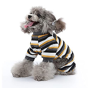 Loyalfurry Dog Pajamas for Small Dogs Pjs Clothes Soft Striped Sleeper Outfit for Pet Doggie Cat Christmas Holiday Wear (Medium, Gray)