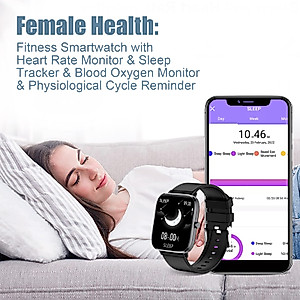 Choiknbo Smart Watch,IP68 Waterproof Fitness Tracker Smart Watch for Men/Women with Replace Strap,1.7“ Full Touch Screen Call Receive/Dial Sleep/Heart Rate Monitor for Android Phones (Black+Black)