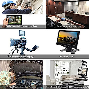 PONPY 7" Ultra Thin 16:9 HD 800x480 Color TFT LCD Display Monitor Touch Button Monitor Screen with AV HDMI VGA Video Input