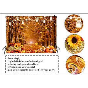 LTLYH 7x5ft Fall Forest Backdrop Autumn Thanksgiving Backdrop Maple Forest Leaves Friendsgiving Party Banner Backdrop Supplies Farm Harvest Event Photo Backdrop 185