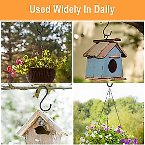 HiGift 12 Pack Vinyl Coated S Hooks, 5 Inch Large S Hooks for Hanging Plant Heavy Duty, Non Slip Metal Black Rubber Coated Closet S Hooks for Hanging Jeans Plants Pot Pan Cups Clothes Curtain