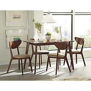 Coaster Furniture Kersey Mid Century Modern Upholstered Dining Chairs (Set of 2) Curved Back Tan Faux Leather Polyurethane Chestnut Brown 103062