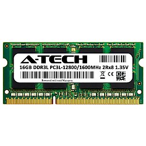 A-Tech 16GB RAM Replacement for CT204864BF160B | DDR3/DDR3L 1600MHz PC3L-12800 (PC3-12800) CL11 SODIMM 2Rx8 1.35V Non-ECC SO-DIMM 204-Pin Laptop, Notebook Memory Module