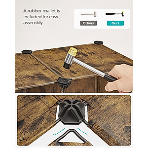 SONGMICS 6 Cube Storage Organizer, DIY Closet Shelf, Plastic Clothes Organizer, Modular Bookcase, 11.8 x 11.8 x 11.8 Inch Cubes, with Feet and Rubber Mallet, Rustic Brown ULPC111A01