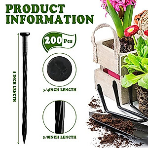 200 Pack 8 Inch Landscape Edging Stakes Plastic Garden Spikes Spiral Nylon Landscape Anchoring Spikes Ground Stakes Lawn Spikes for Paver Edging, Weed Barriers, Turf, House Construction