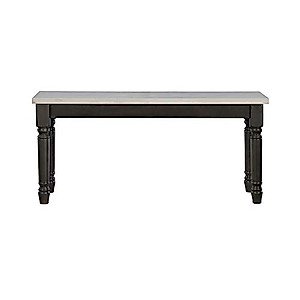 Powell Linon Willow Wood Dining Bench in Smokey White and Dark Gray