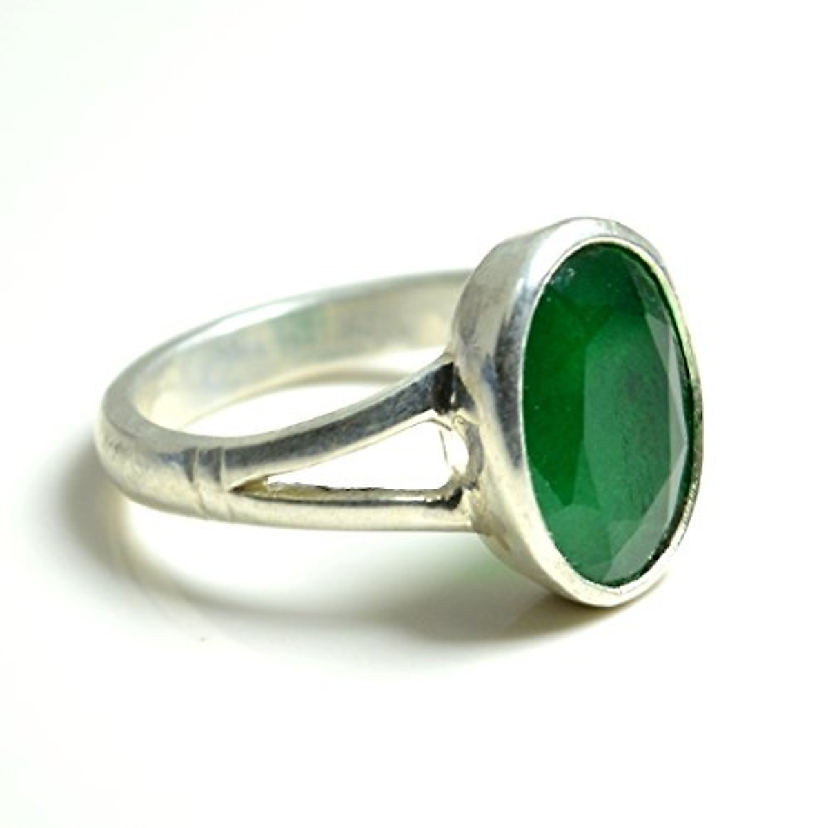 Jewelryonclick 4 Carat Natural Emerald Silver Cut Rings for Women's May Birthstone Jewelry in Size 4-13