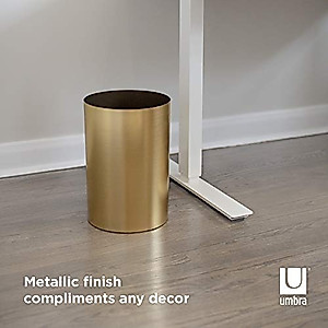 Umbra Metalla Trash Can, 4.5 Gallon (17L) Capacity, Matte-Brass Color