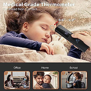 Amplim Non Contact/No Touch Digital Forehead Thermometer for Adults, Kids, and Babies, Touchless Temporal Thermometer FSA HSA Approved, Black