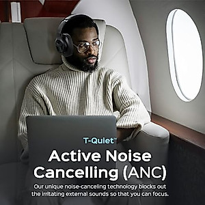 TREBLAB Z2 Active Noise Cancelling Workout Headphones - Signature-HD Sound, Deep Bass, 35H Battery, Comfortable, Foldable Over Ear Bluetooth Headphones Wireless. for Gym, Sport, Travel. Mic for Calls