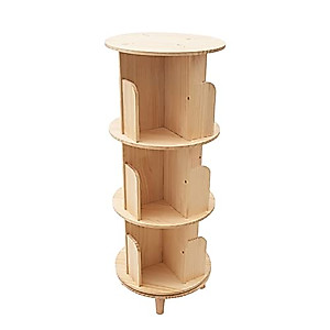 OCASAMI 3 Tier Rotating Bookshelf 360 Display Floor Standing Shelves Bookshelf Book Storage for Kids&Adults, Wood Bookshelf Organizer, Cornerbookshelf, Space Saving(40"x18"x18")