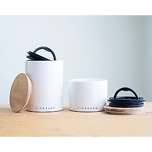 AirScape Ceramic Coffee and Food Storage Canister | Patented Airless Inner Lid with Two Way Valve Preserves Food Freshness - Glazed Ceramic with Bamboo Top (Desert Red Rock, Small)