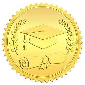 300 Pcs Gold Embossed Graduation Cap Gold Foil Class of 2024 Seals Diploma Certificate Seals Self Adhesive Seal Stickers for Graduation Envelopes