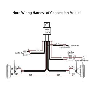 Somaer 12V Horn Wiring Harness Relay Kit For Car Truck Grille Mount Blast Tone Horns(Horn Not Included)