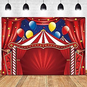 Carnival Theme Red Circus Tent Backdrop Big Top Circus Carnival Themed Birthday Party Photo Background Newborn Baby Shower Photography Photo Booths Banner Decorations Supplies 7x5ft