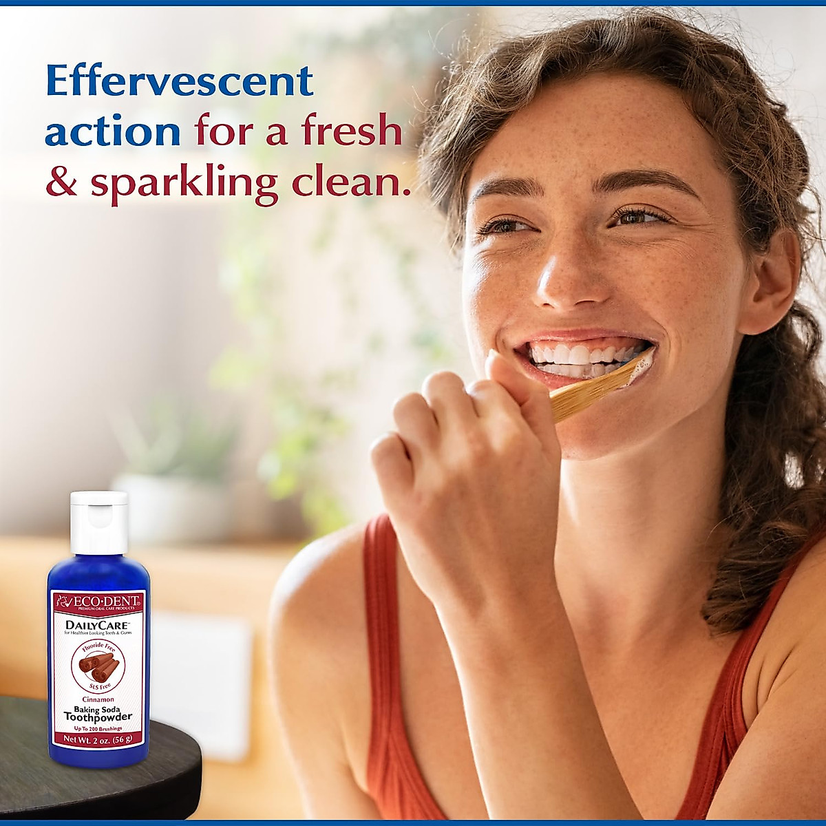 Eco-Dent DailyCare Baking Soda Toothpowder, Cinnamon - Fluoride-Free Toothpaste Powder, SLS-Free Tooth Powder with Baking Soda, Minerals, and Essential Oils, Toothpaste Alternative, 2 Oz