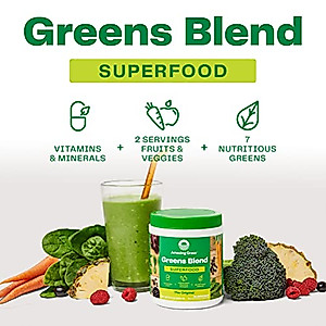 Amazing Grass Greens Blend Superfood: Super Greens Powder Smoothie Mix with Organic Spirulina, Chlorella, Beet Root Powder, Digestive Enzymes & Probiotics, Original, 30 Servings