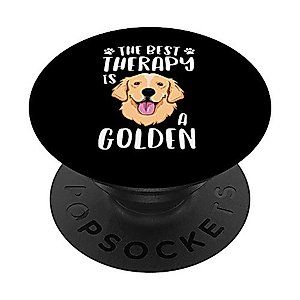 The Best Therapy Is A Golden Retriever Dog Puppy Mom Mama PopSockets PopGrip: Swappable Grip for Phones & Tablets