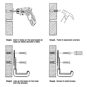 ZNCMRR 10 Pack Steel Garage Storage Utility Double Hooks, Heavy Duty Wall Hooks for Organizing Various Tools, ladders,Bulk Items, Bikes, 5 Sizes